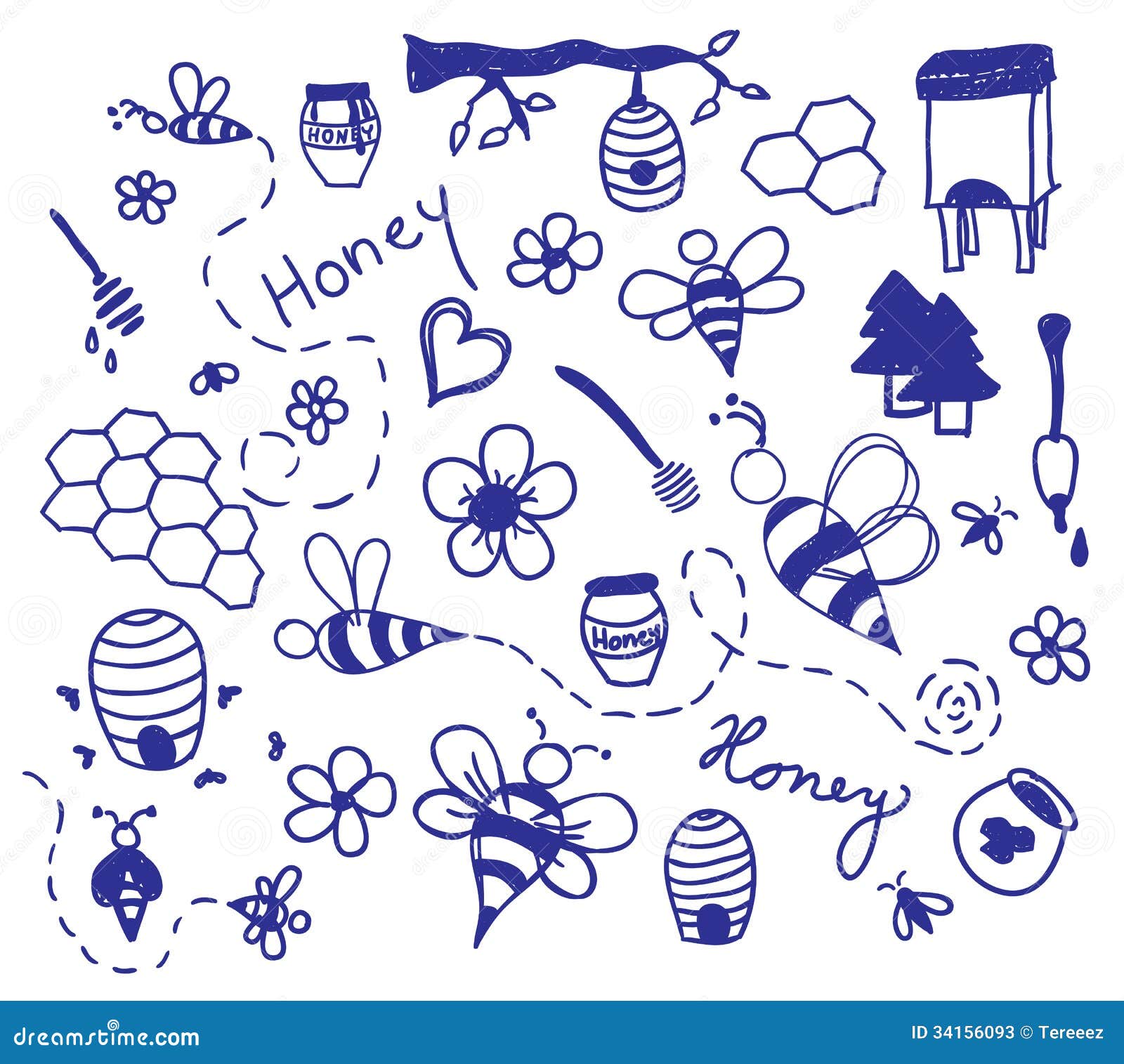 Vector honey drawing stock vector. Illustration of nature - 34156093