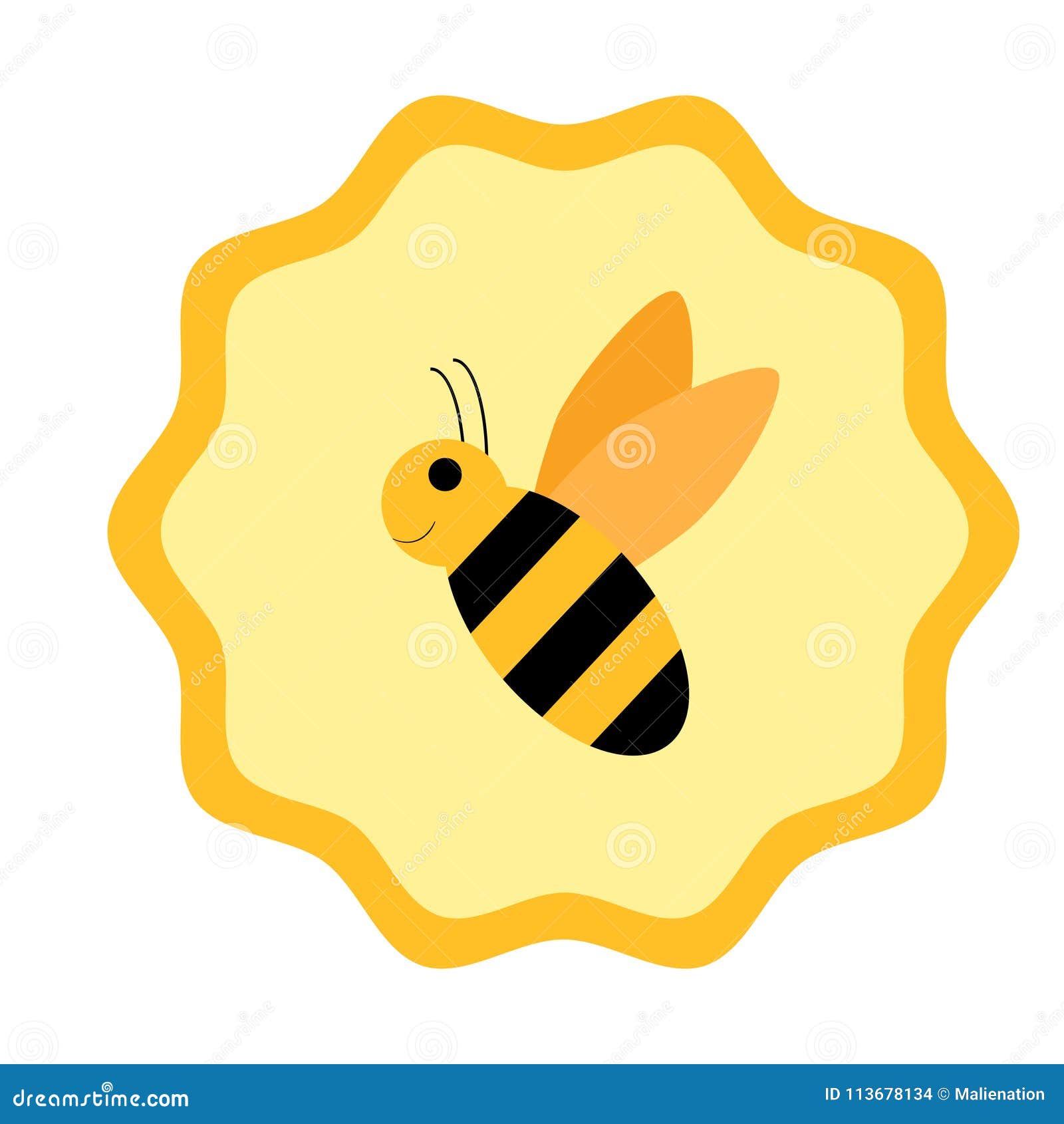 Vector Honey Label. Bee Print Design. Cute Doodle Sticker. Stock Vector ...