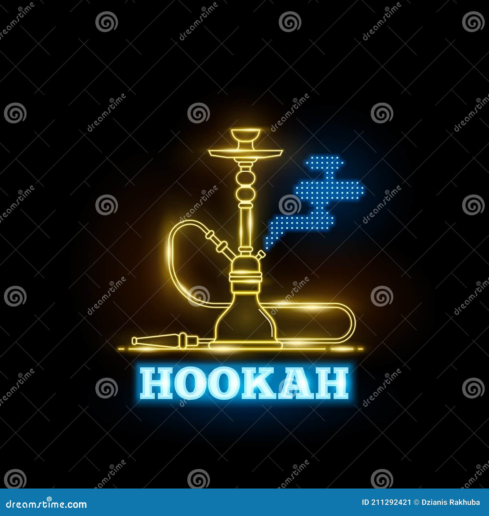 Vector Hookah Neon Signs on Black Background Stock Vector ...