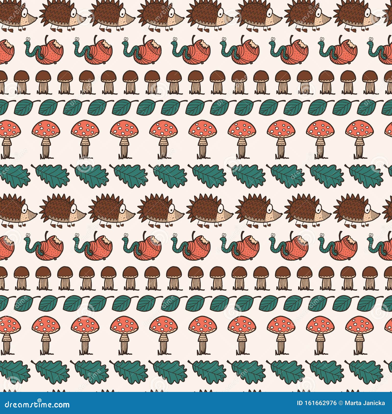 Vector Horizontal Autumn Kids Seamless White Pattern Stock Vector ...