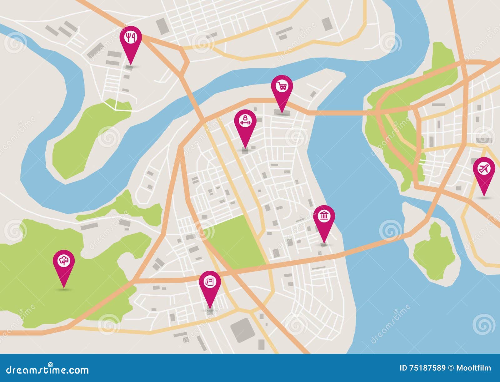 Vector Horizontal City Map | CartoonDealer.com #75187589
