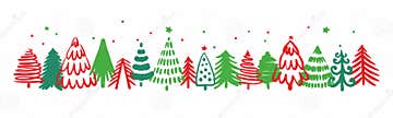 Vector Horizontal Drawing of Christmas Trees Stock Vector ...