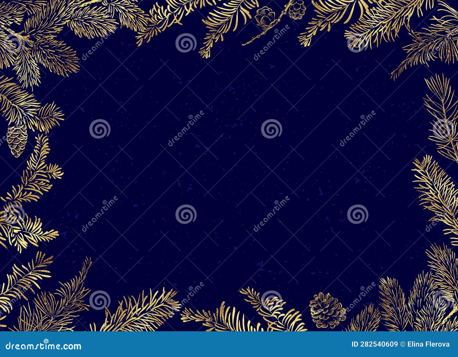 Vector Horizontal Frame of Christmas Background with Branches of ...