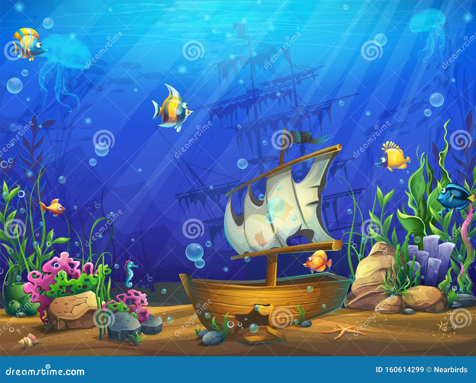 Underwater Ocean Surface. Blue Water Background And Sunset. Clean ...