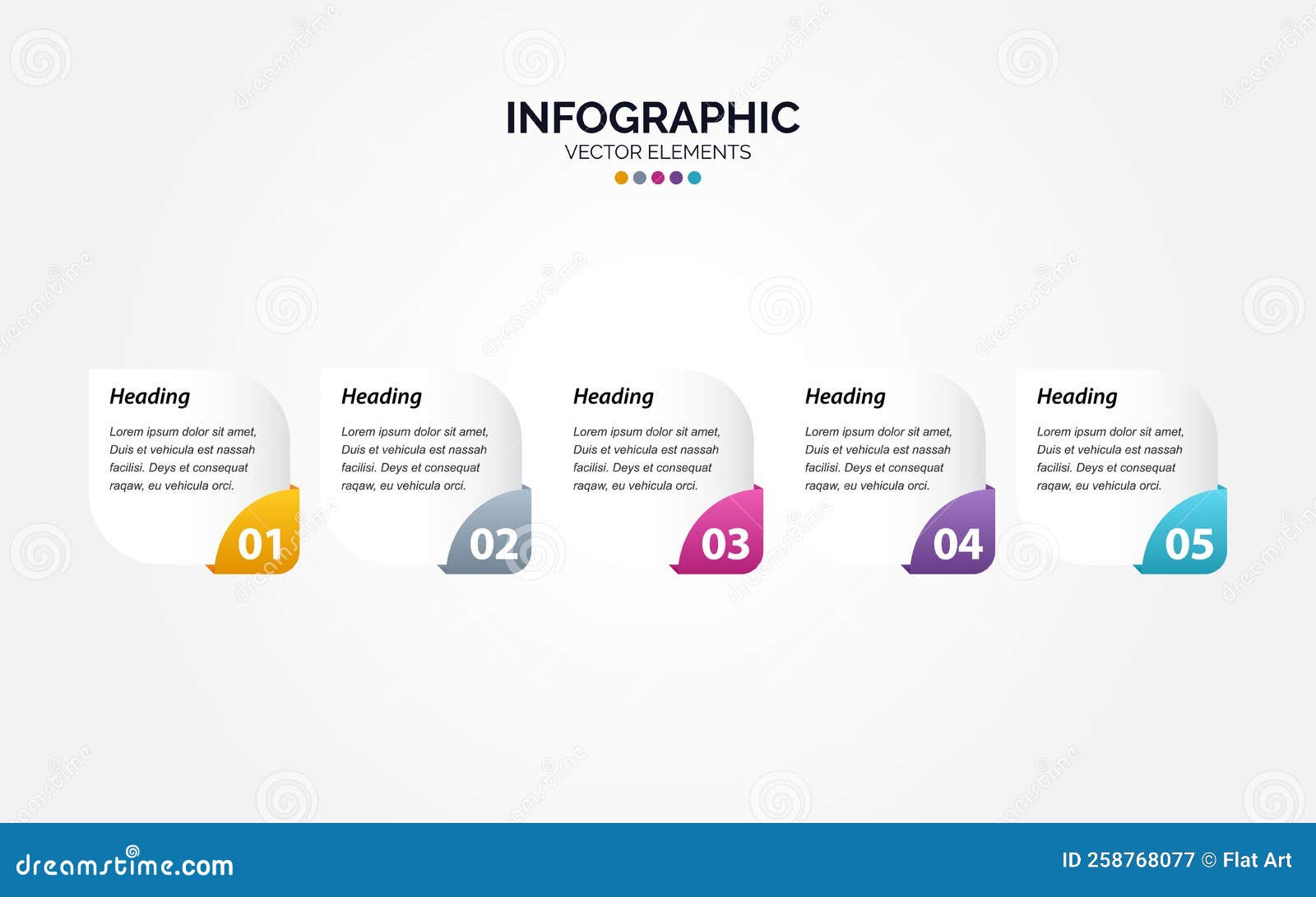 Vector Horizontal Infographic Arrow Design with 5 Options or Steps ...