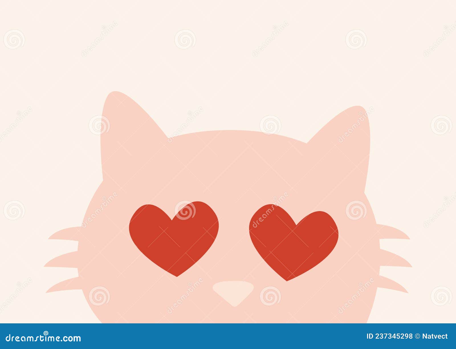 Vector Love Card Cat with Heart-shaped Eyes Stock Vector - Illustration ...