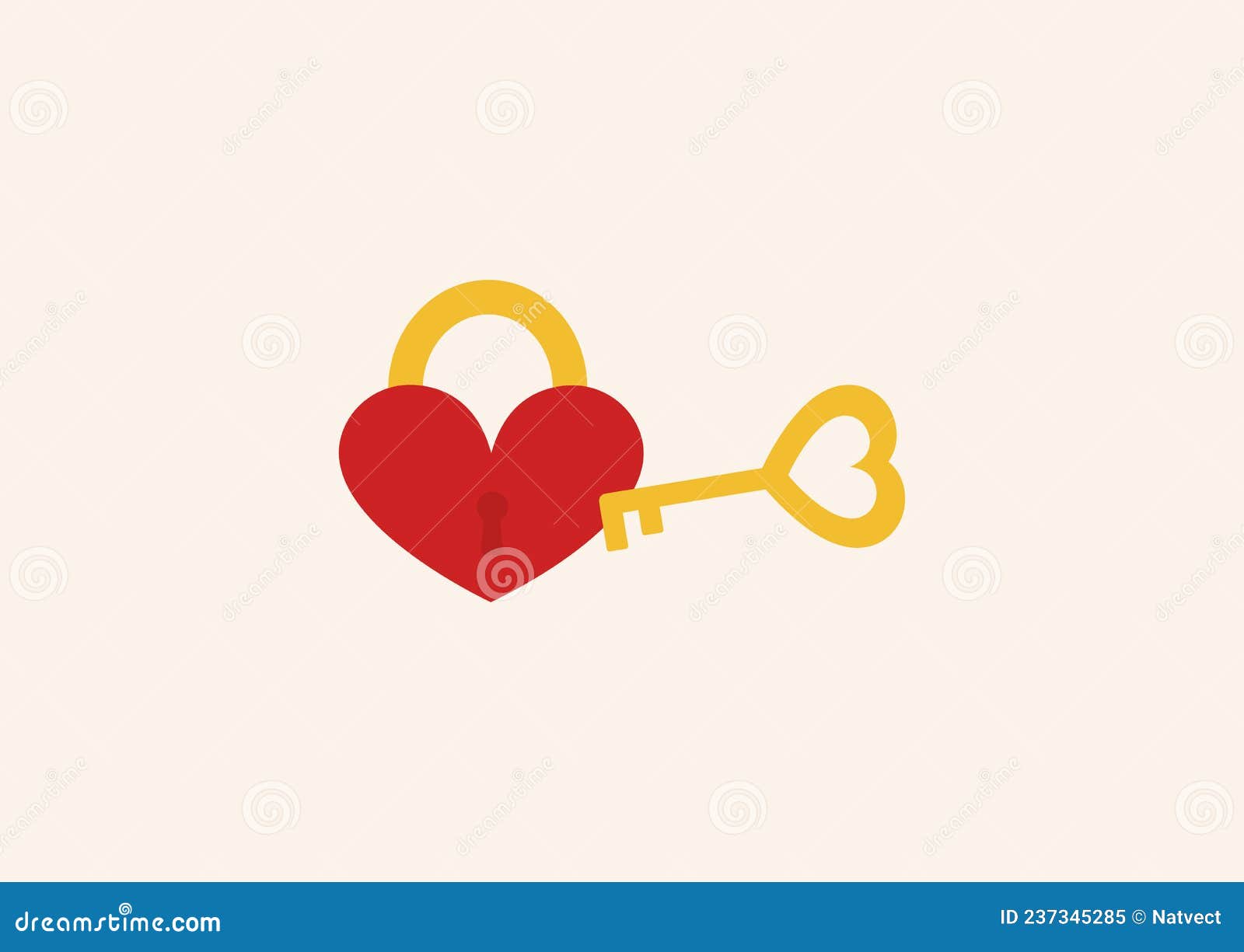 Vector Love Card With Heart-shaped Key And Lock | CartoonDealer.com ...