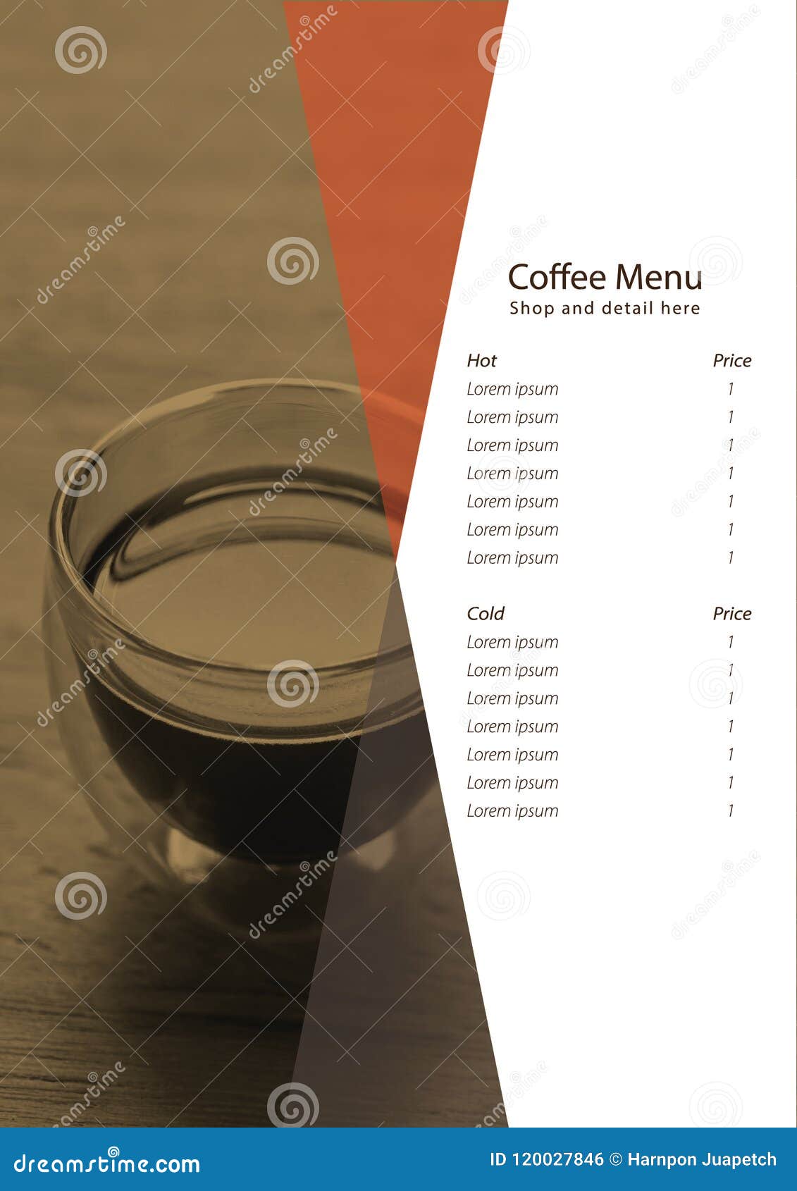 Vector Horizontal Menu Coffee for Coffee Shop Stock Vector ...