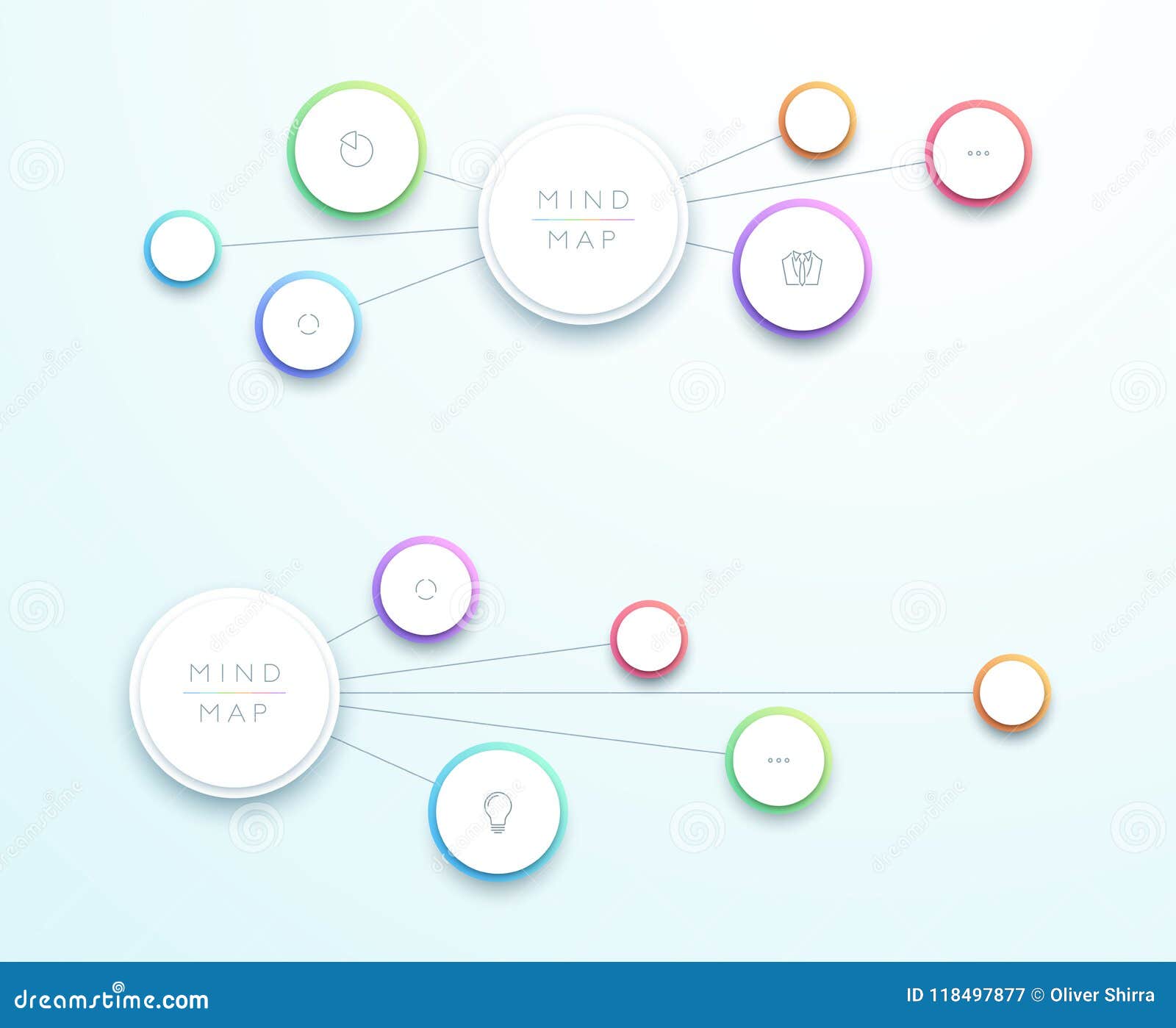 Abstract Vector 3d Horizontal Mind Map Infographic Stock Vector ...