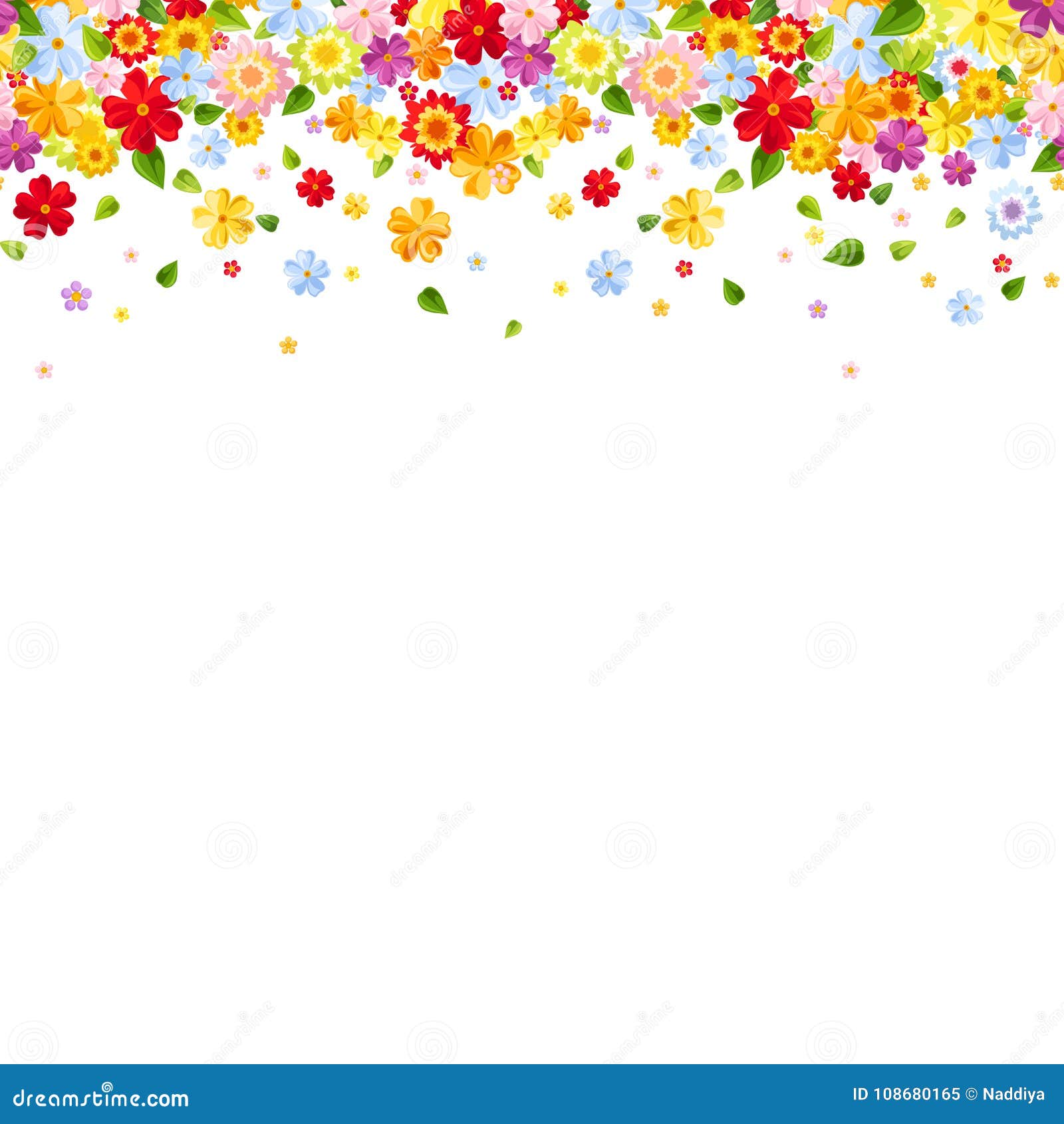 Horizontal Seamless Background with Colorful Flowers. Vector ... Horizontal Seamless Background with Colorful Flowers. Vector ...