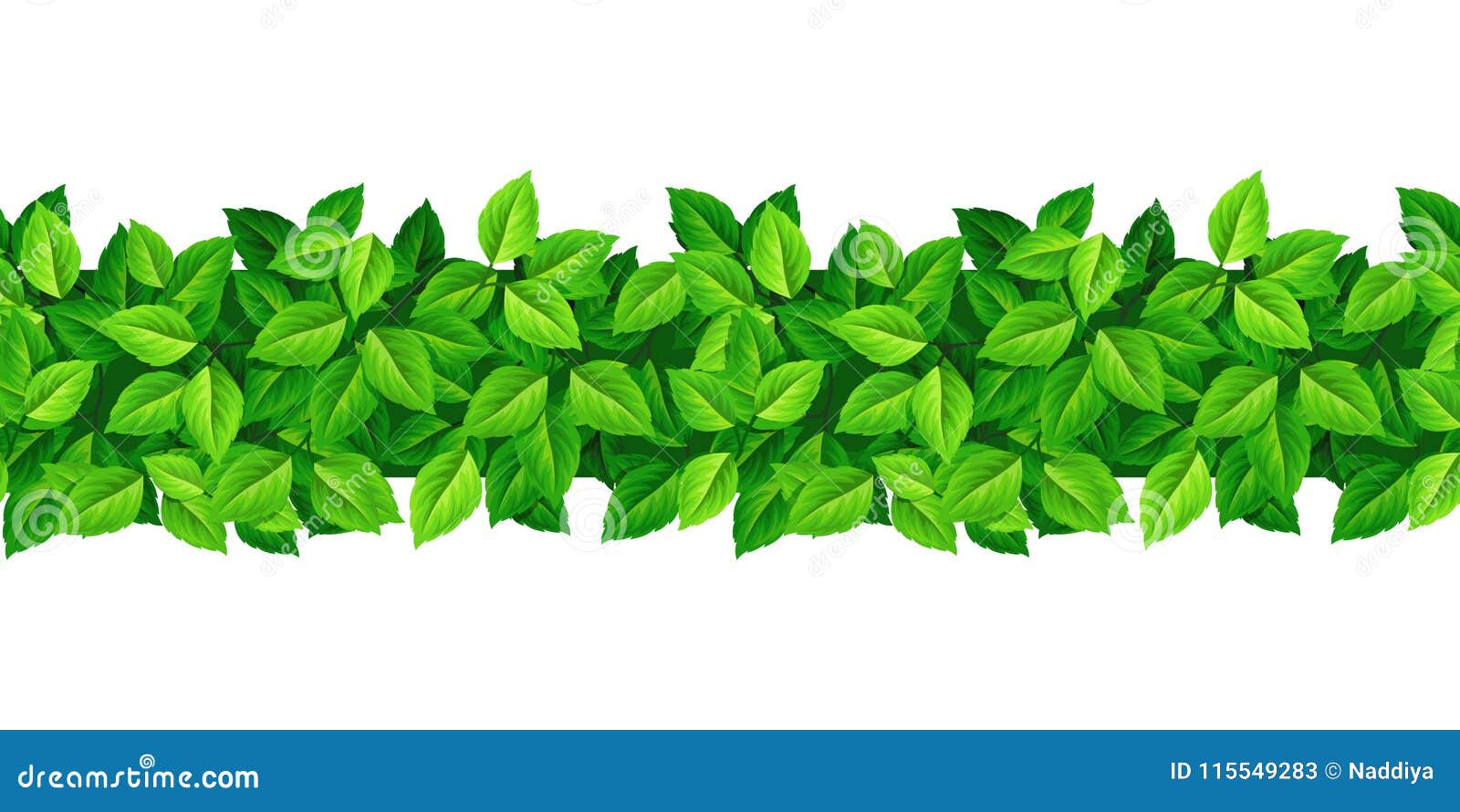 Horizontal Seamless Background with Green Leaves. Vector Illustration ...