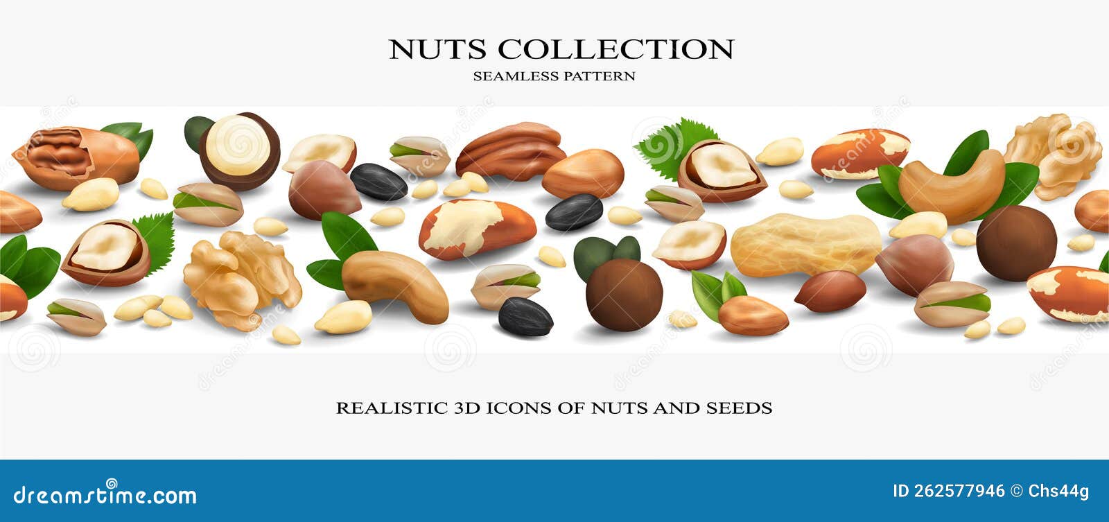 Vector Horizontal Seamless Pattern with Nuts and Seeds Stock Vector ...