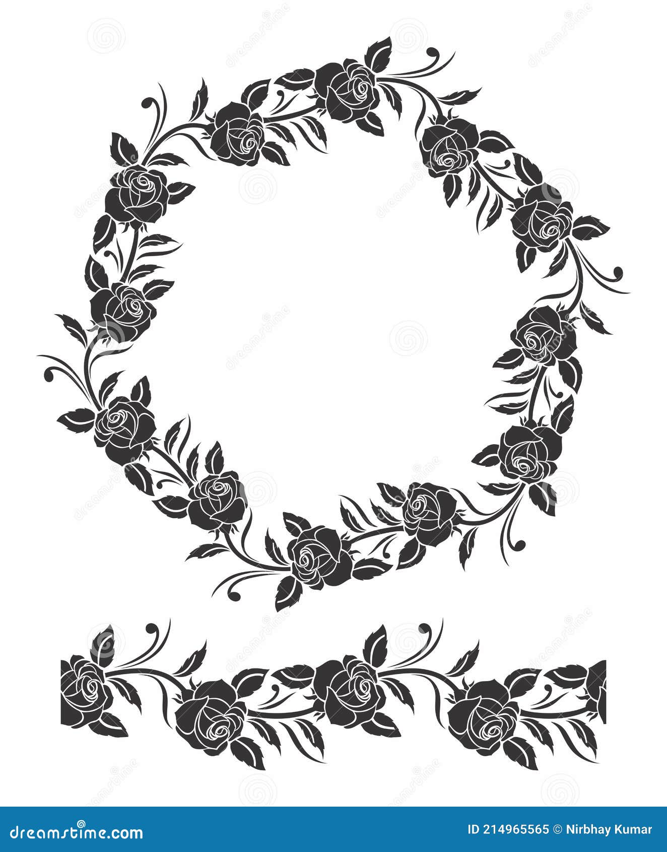 Vector Horizontal Seamless Vignette with Rose Buds Stock Vector ...