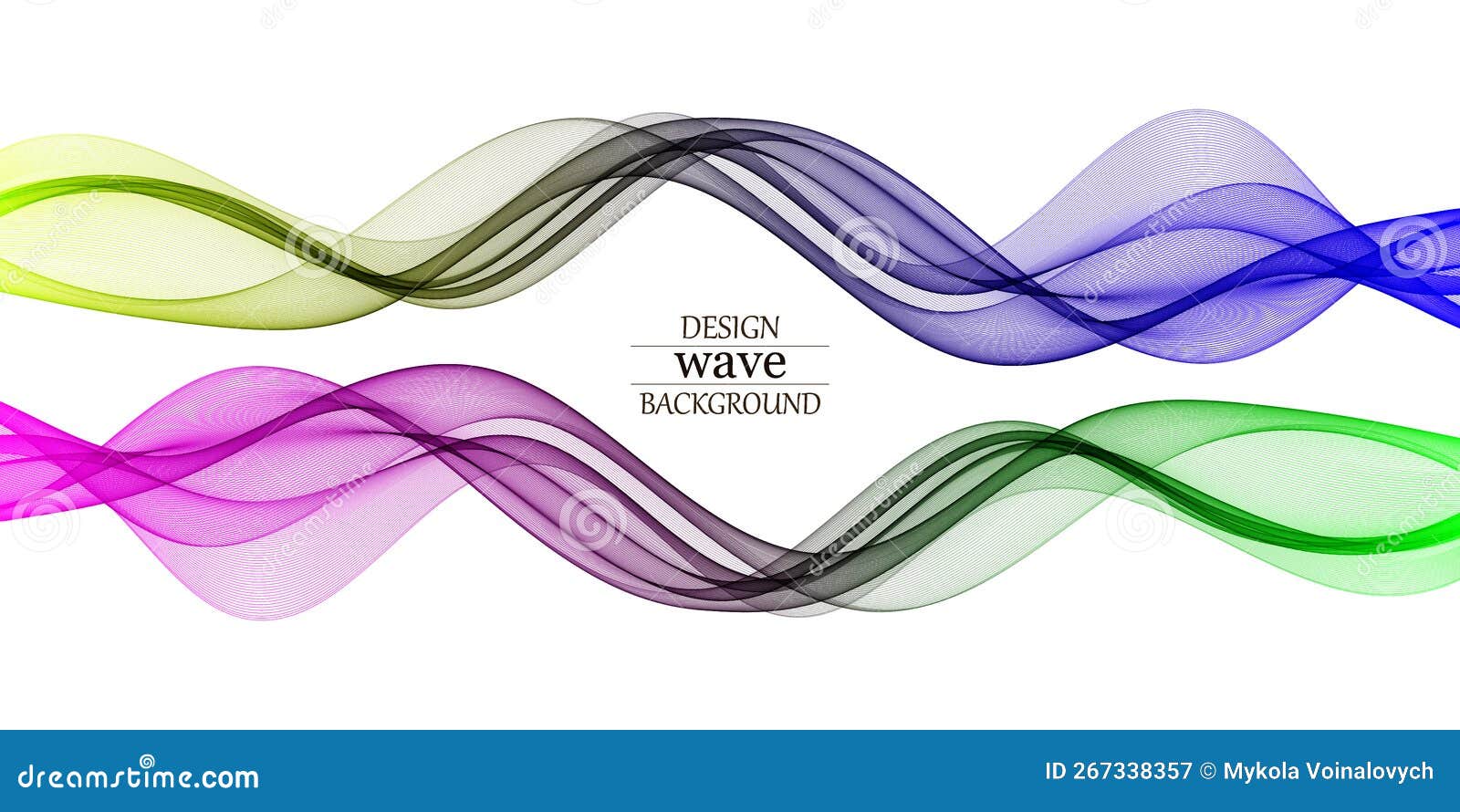 Vector Background with Two Waves, Horizontal Colored Lines on a White ...