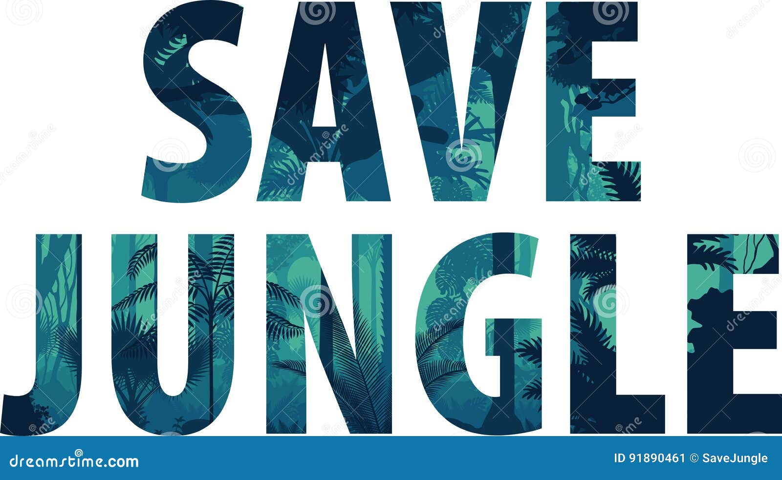 Vector Horizontal Tropical Rainforest Illustration Save the Jungle ...