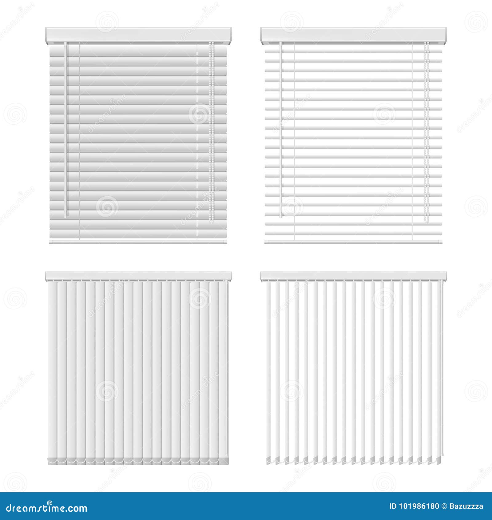 Window Blinds Mockup Set. Vector Realistic Illustration Windows With ...