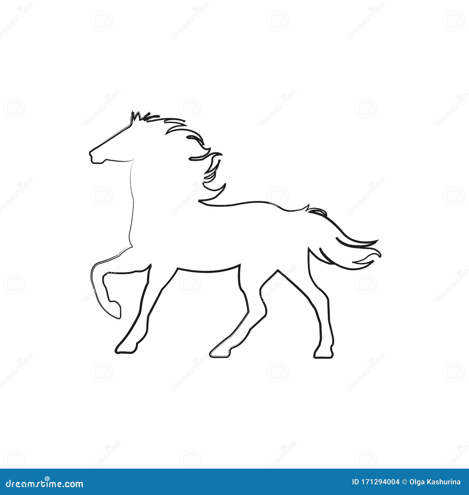 Vector Horse Stand Line Icon - Vector Stock Illustration - Illustration ...