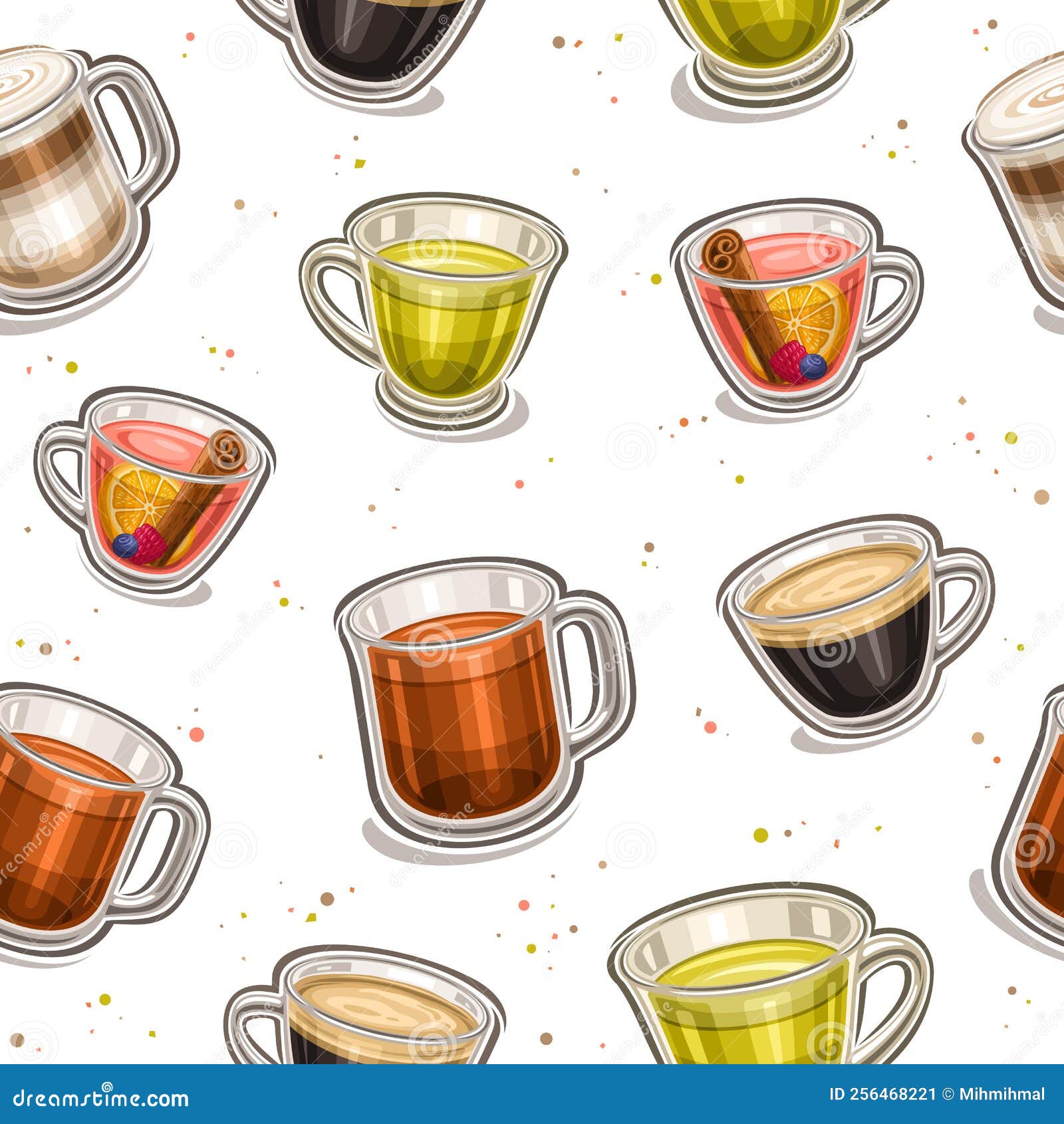 Vector Hot Drinks Seamless Pattern Stock Vector - Illustration of ...