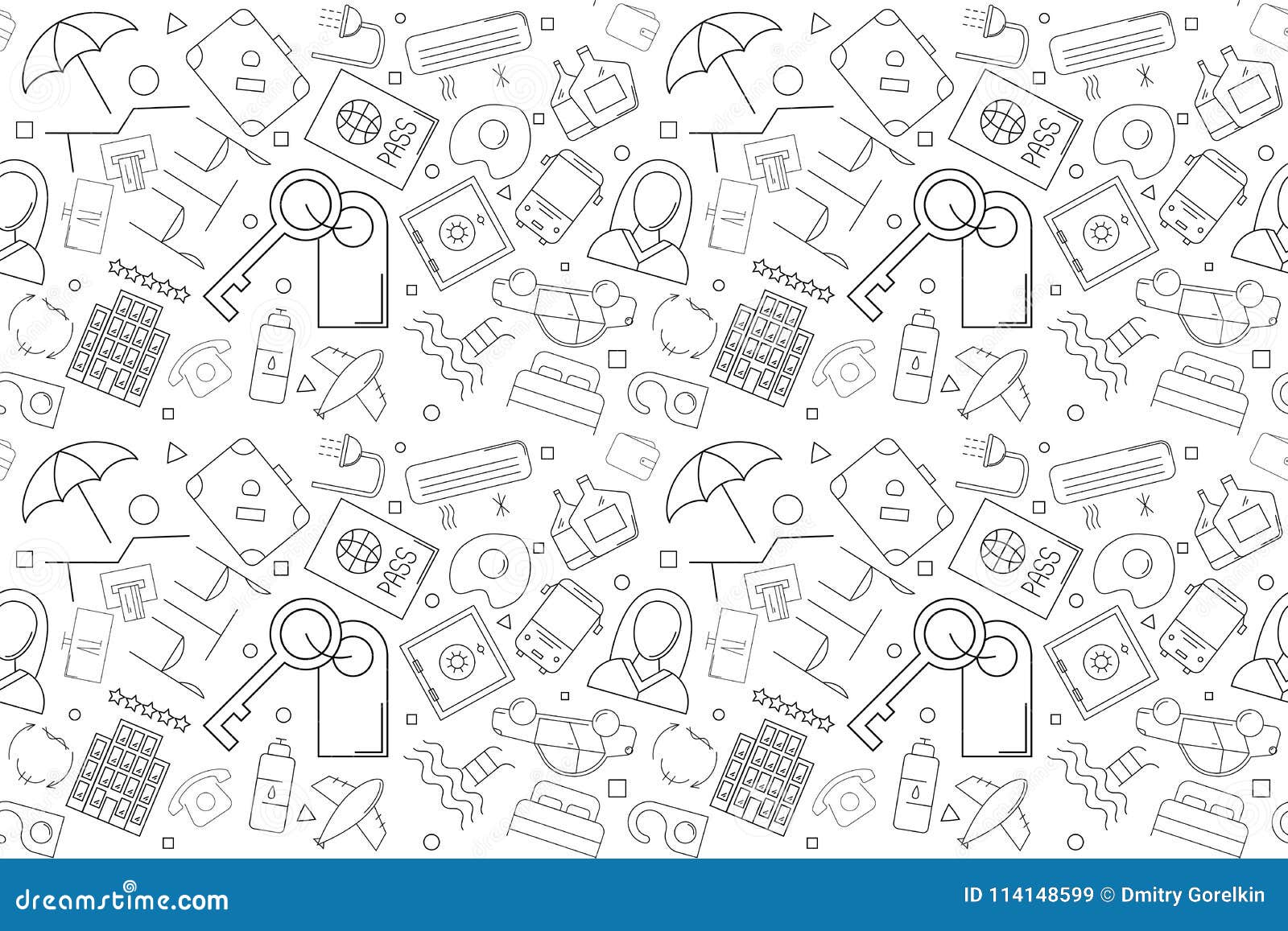 Vector Hotel Pattern. Hotel Seamless Background Stock Vector ...