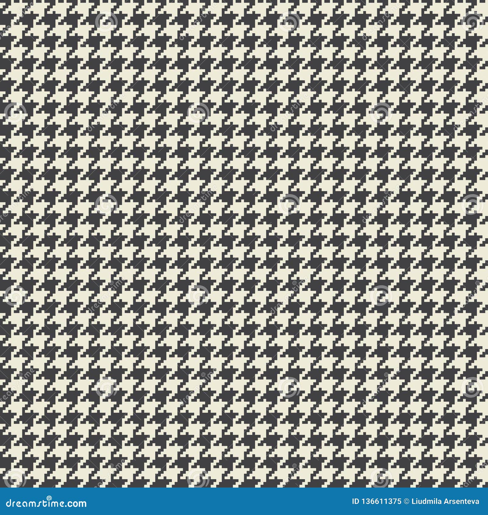 Vector Houndstooth Fabric Seamless Pattern. Textile Ornament in Two ...