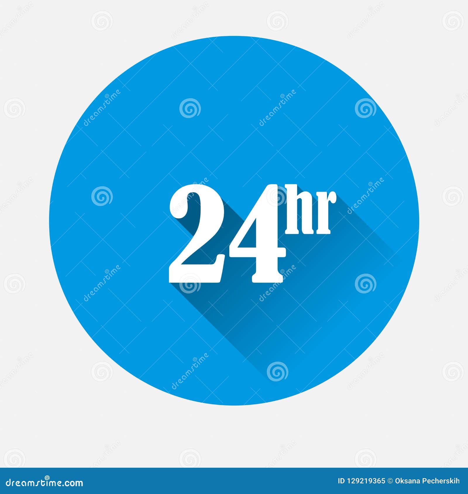 Vector 24 Hour Icon on Blue Background. Flat Image Time of Cloc Stock ...