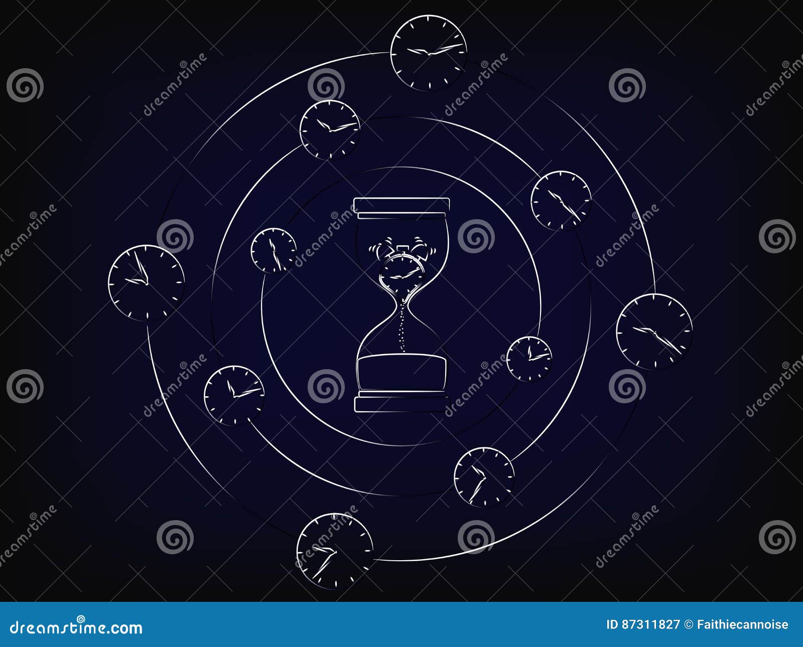 Vector Hourglass with Melting Clock Surrounded by Spinning Clock Stock ...