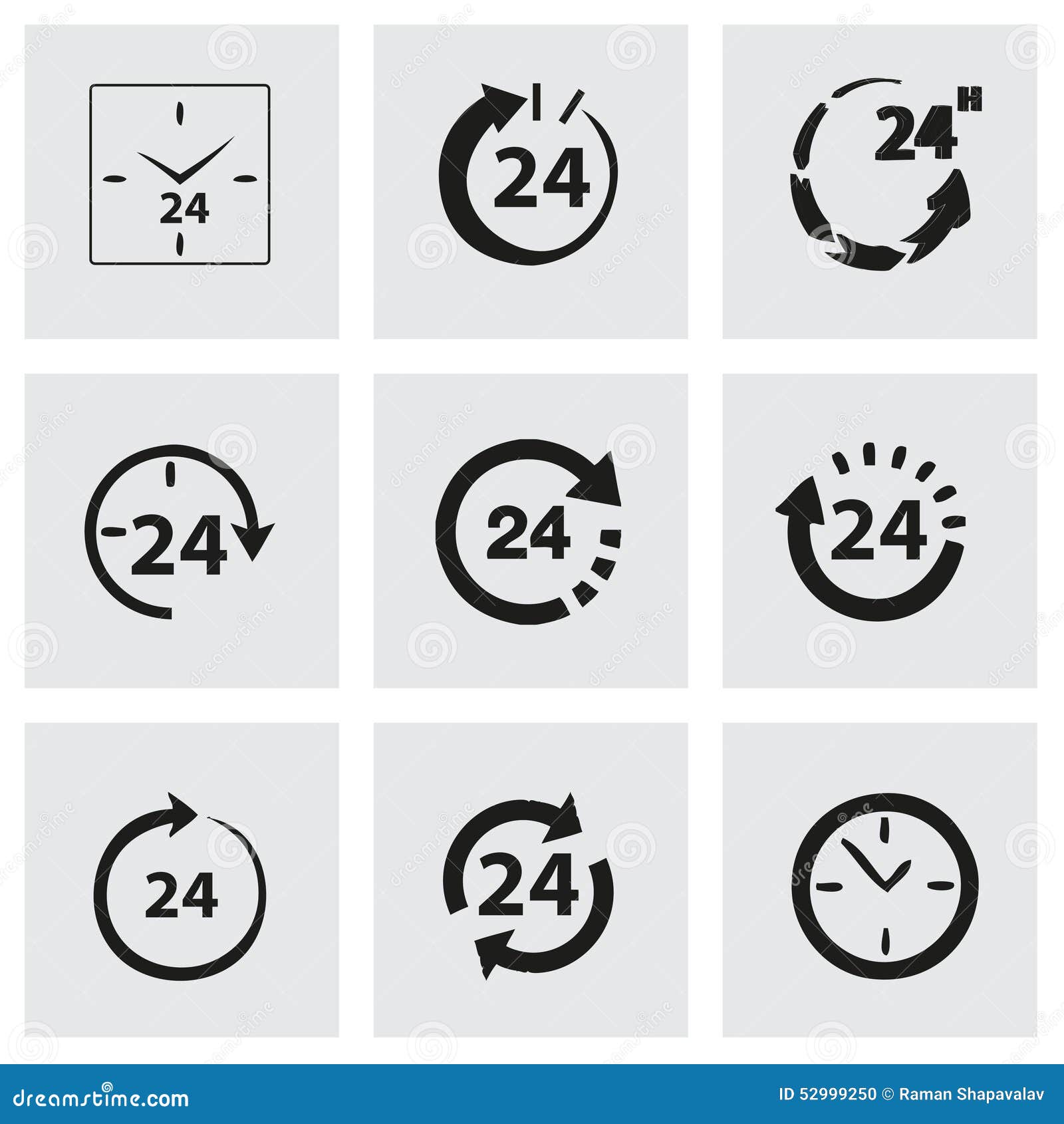 Vector 24 hours icon set stock vector. Illustration of gear - 52999250