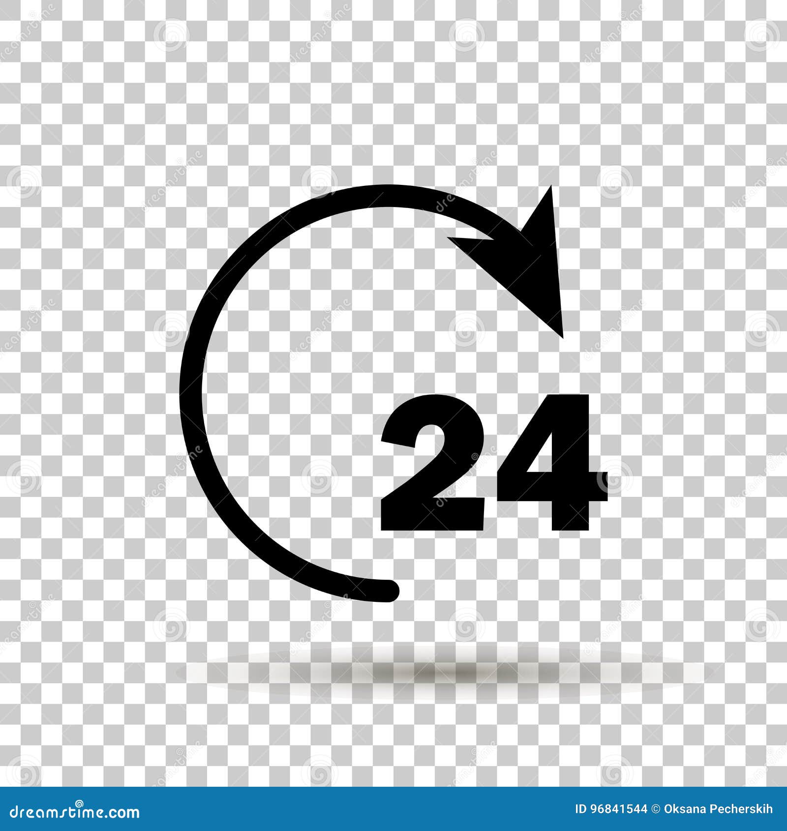 Vector 24 Hours Icon. Vector Circle with an Arrow Showing Non-stop Work ...