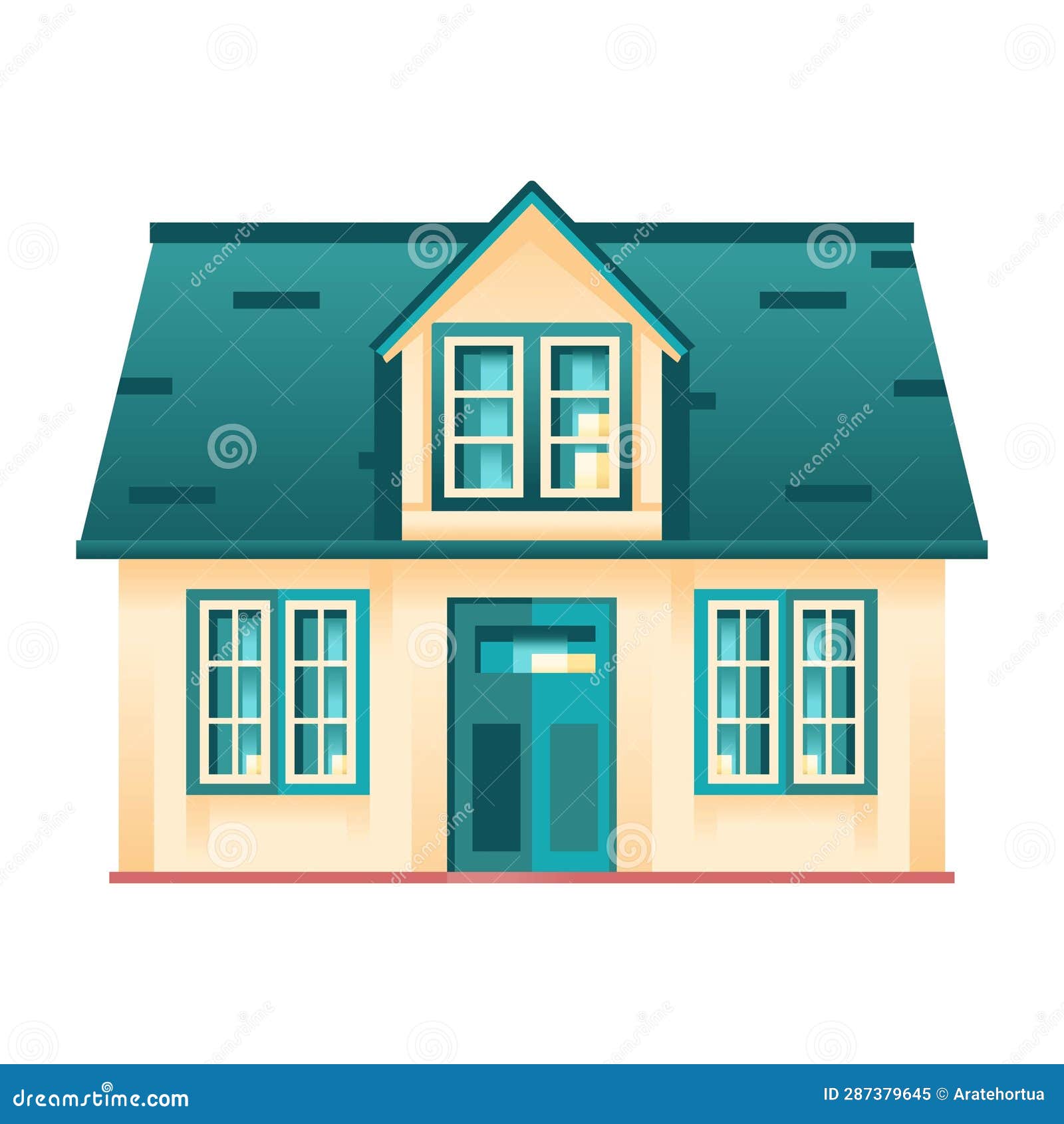Vector House Cartoon Art Deco Retro Illustration Isolated Stock ...
