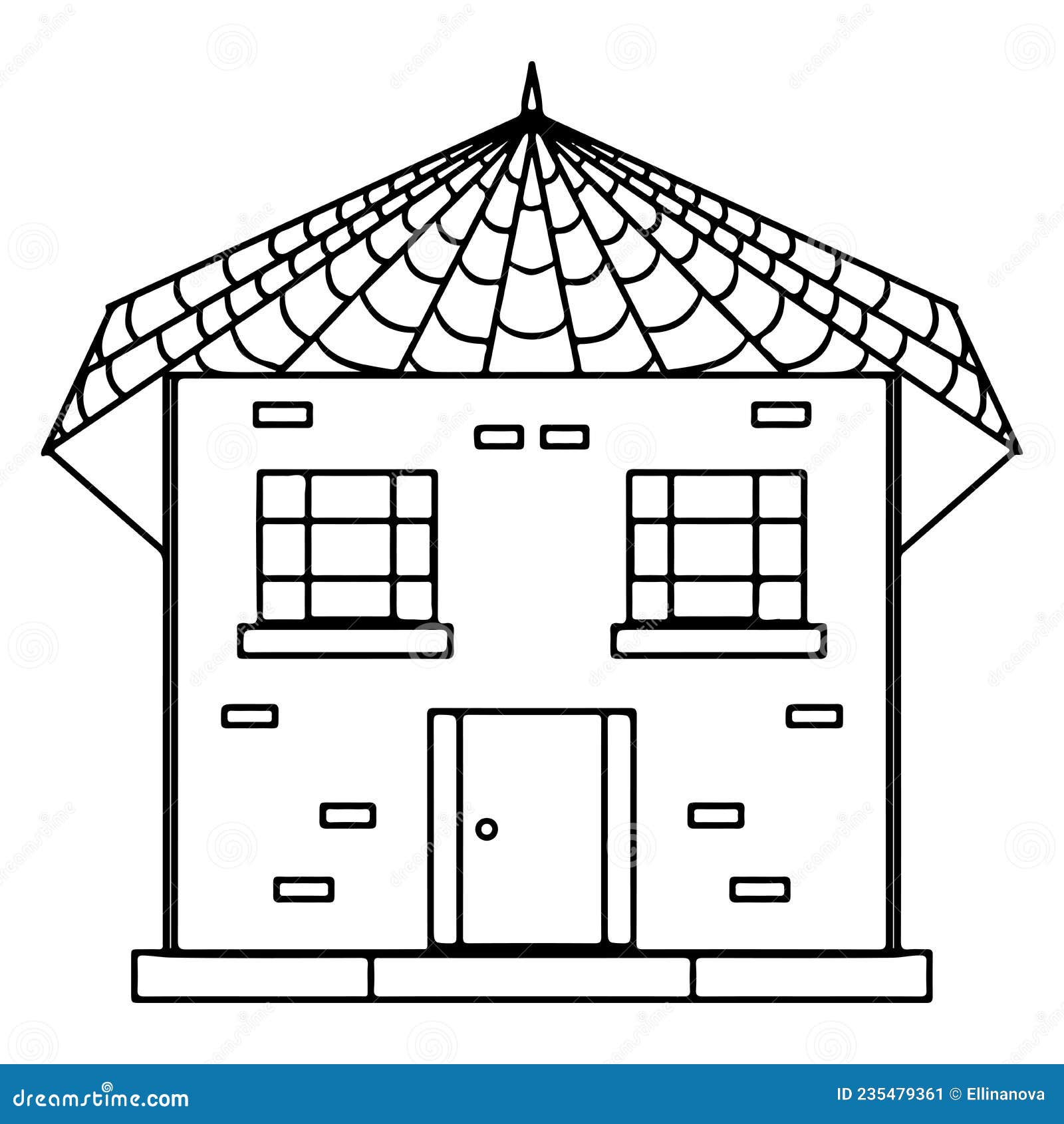 Vector House for Coloring Book or Page Stock Vector - Illustration of ...