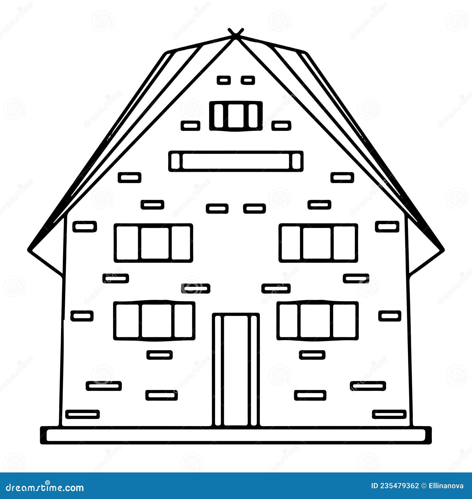 Vector House for Coloring Book or Page Stock Vector - Illustration of ...