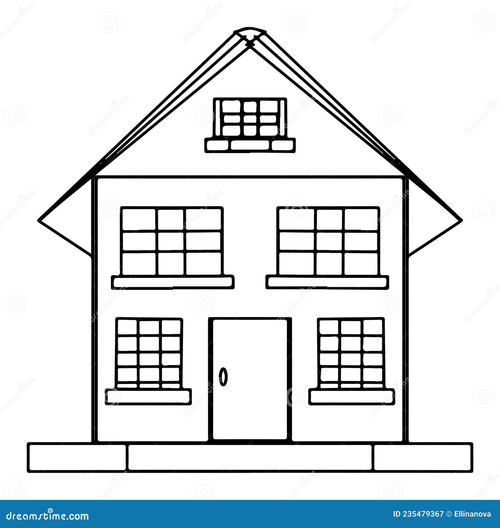 Vector House for Coloring Book or Page Stock Vector - Illustration of ...