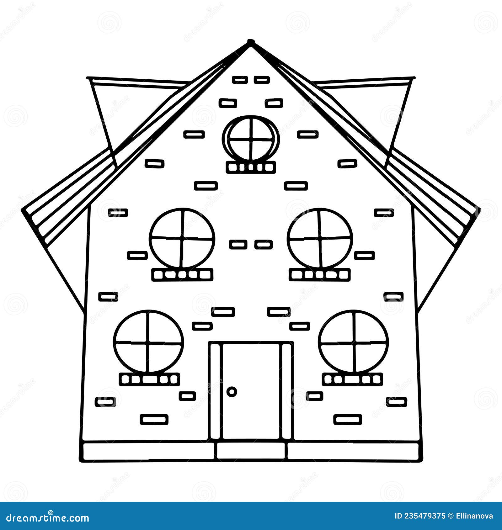 Vector House for Coloring Book or Page Stock Vector - Illustration of ...
