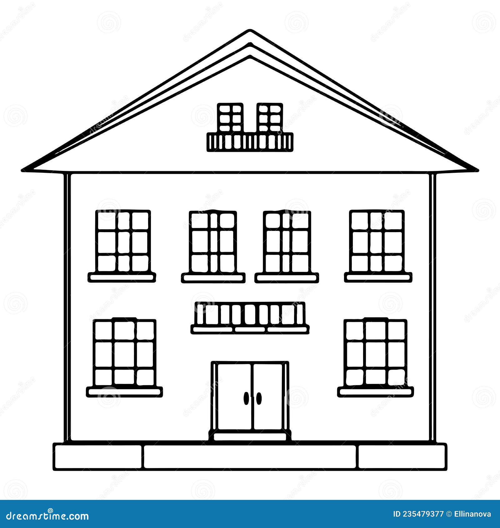 Vector House for Coloring Book or Page Stock Vector - Illustration of ...