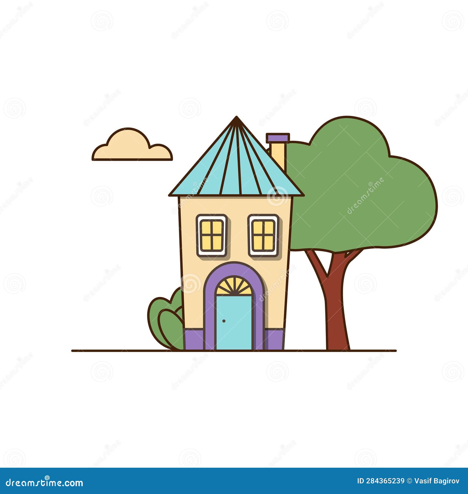 Vector House With A Cone-roofed Roof Icon. Vector Yellow House With A ...