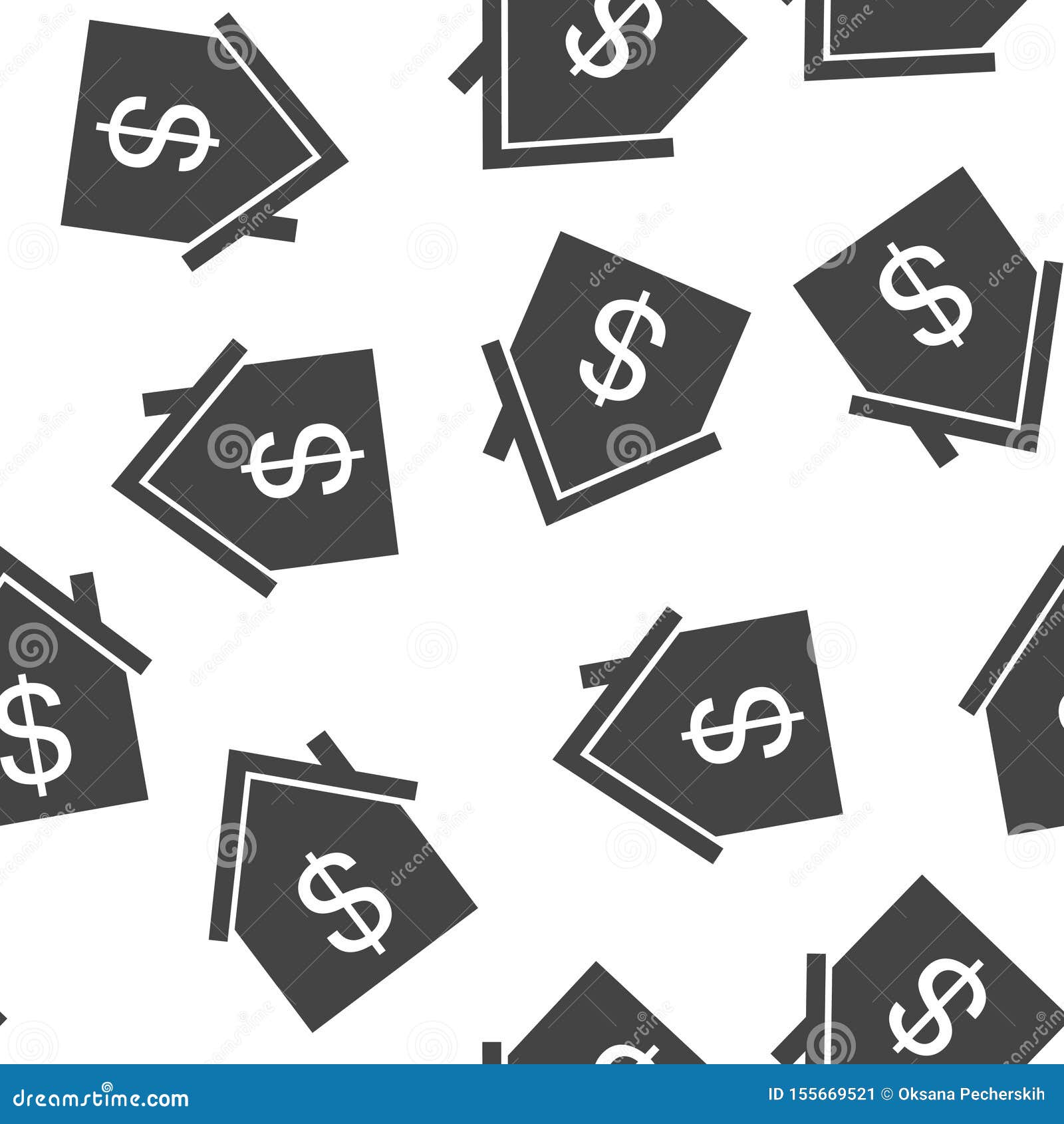 Vector House Icon with Dollar Symbol. Money Symbol Seamless Pattern on ...