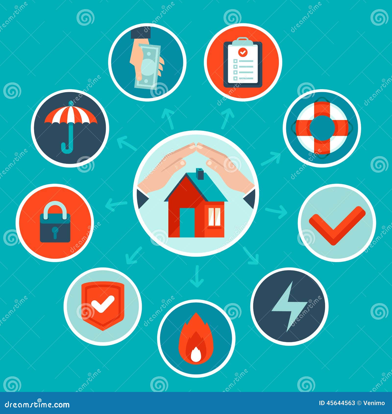 Vector House Insurance Concept in Flat Style Stock Illustration ...