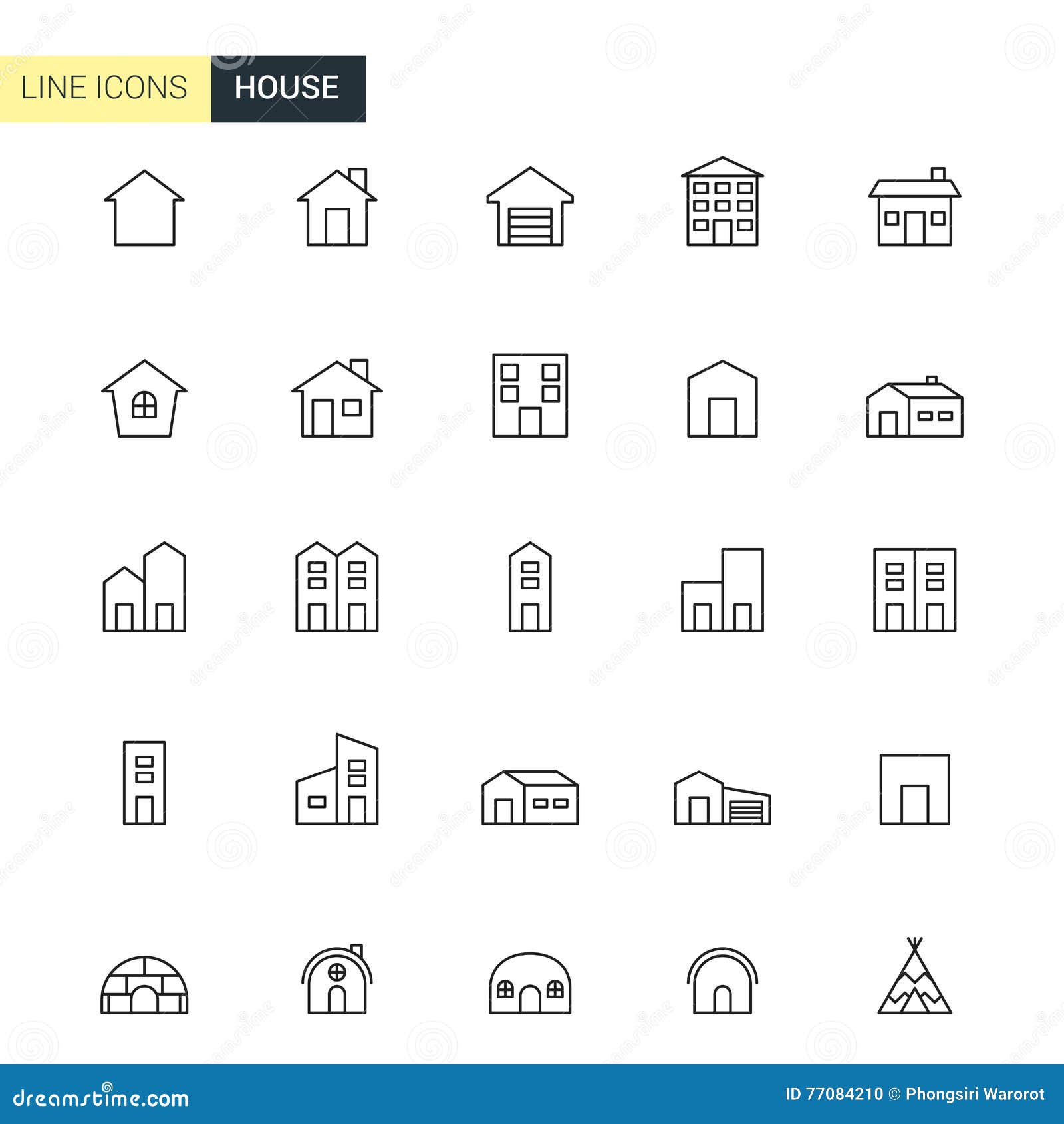 Vector house line icons stock vector. Illustration of building - 77084210