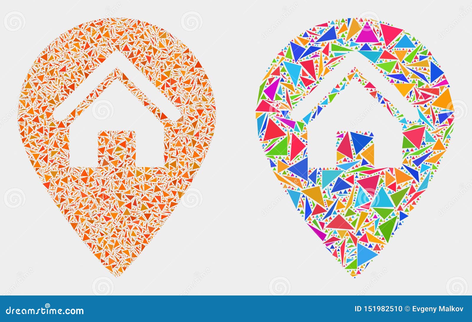 Vector House Map Marker Mosaic Icon of Triangle Elements Stock Vector ...