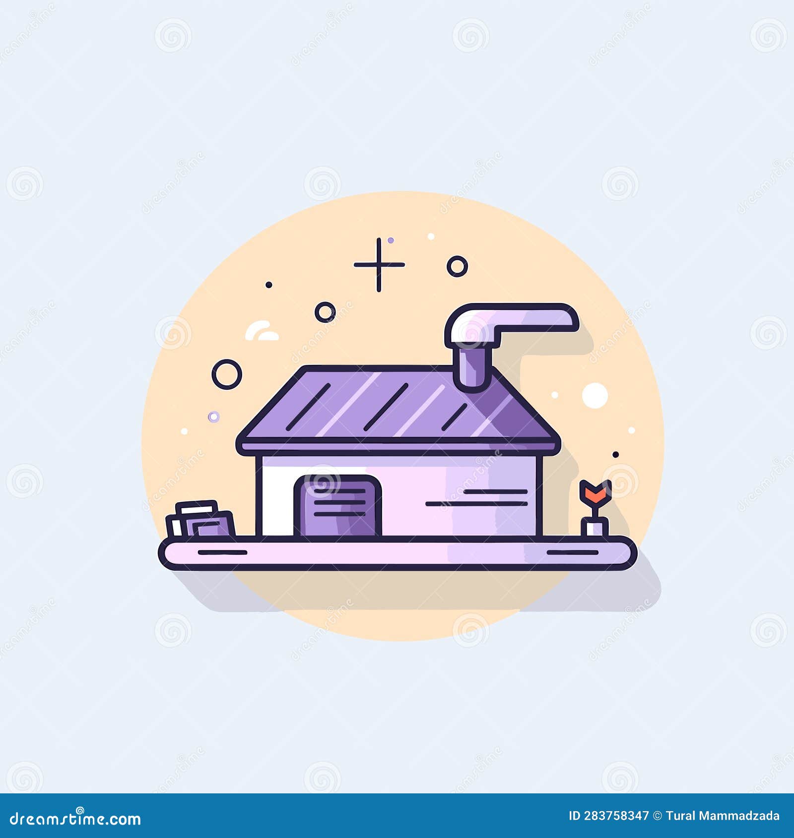 Vector of a House with a Pipe Coming Out of it - Flat Icon Vector ...