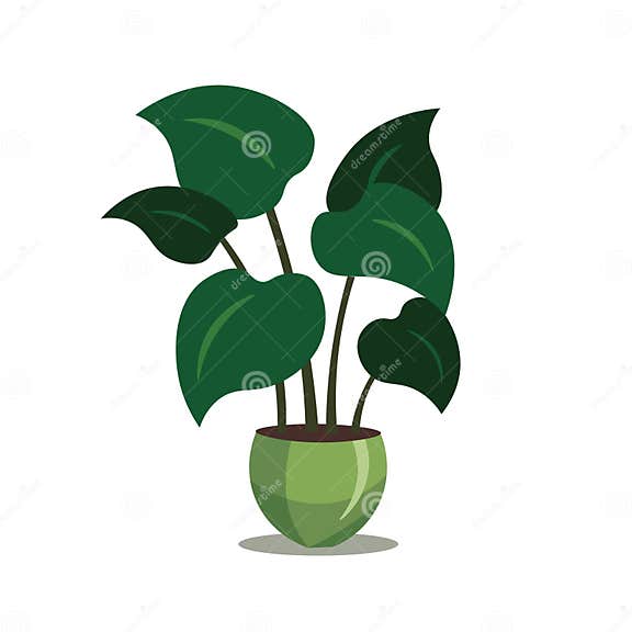 Vector House Plant In A Pot Flat Design Illustration Potted Plants