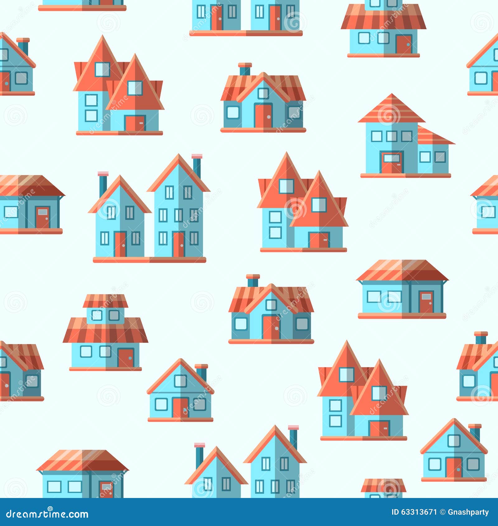 Vector House Seamless Pattern Background Stock Vector - Illustration of ...