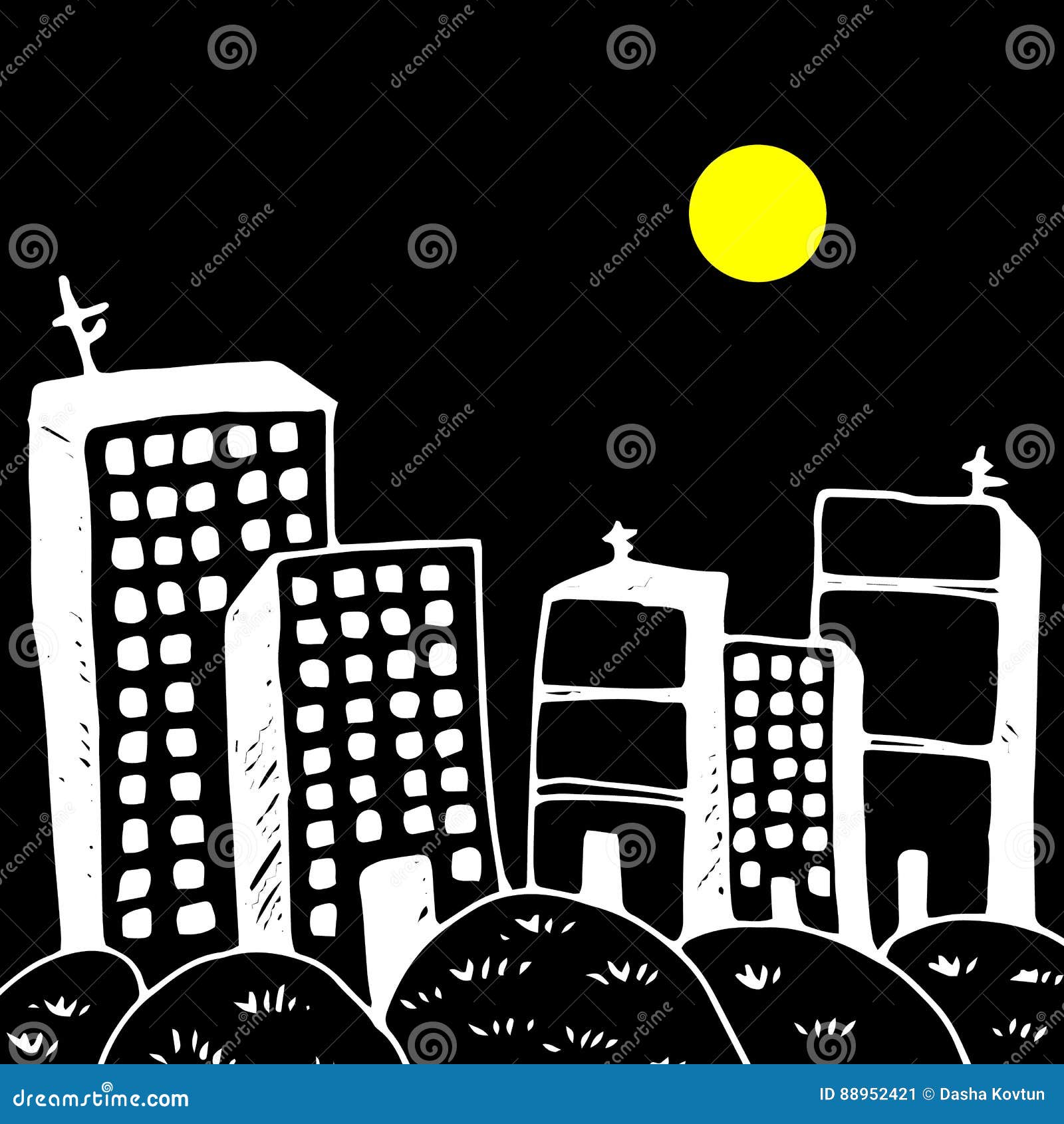 Vector House Silhouette Skyscraper Windows Building Roof Stock Vector ...
