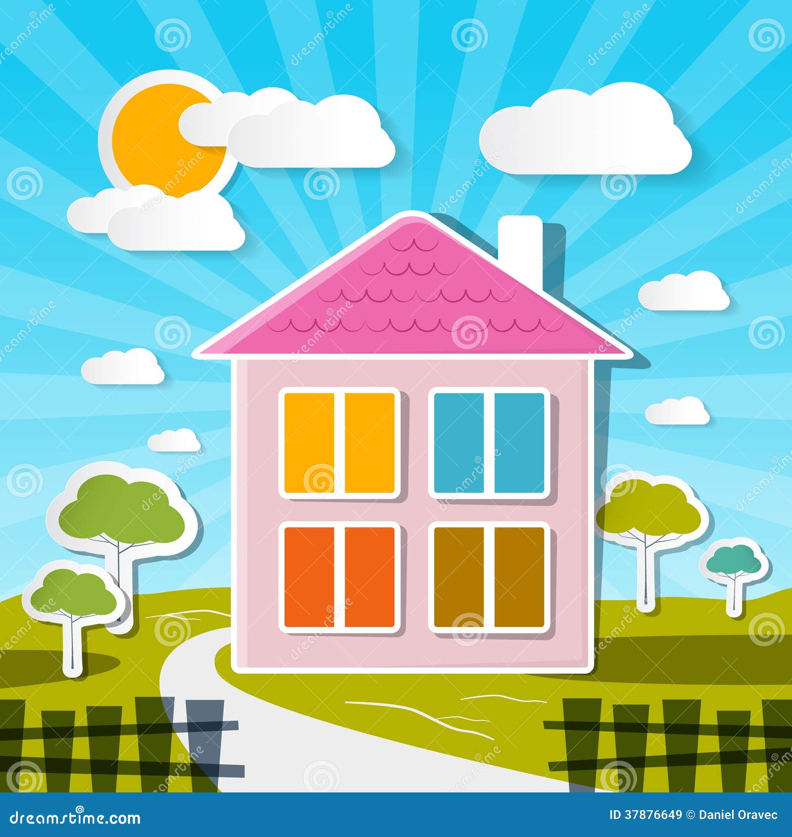 Vector House on Sunny Day stock vector. Illustration of fantastic ...
