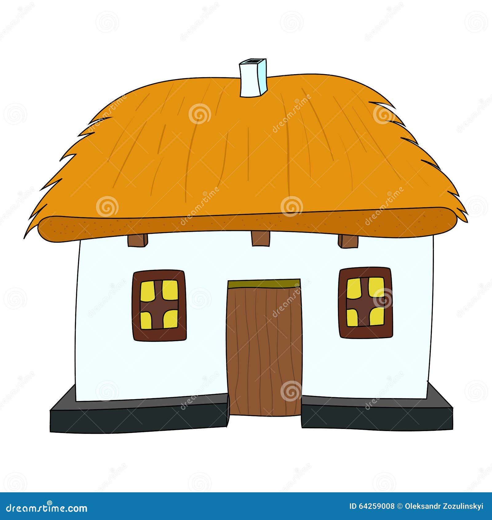 Vector House with Thatched Roof Stock Vector - Illustration of flower ...