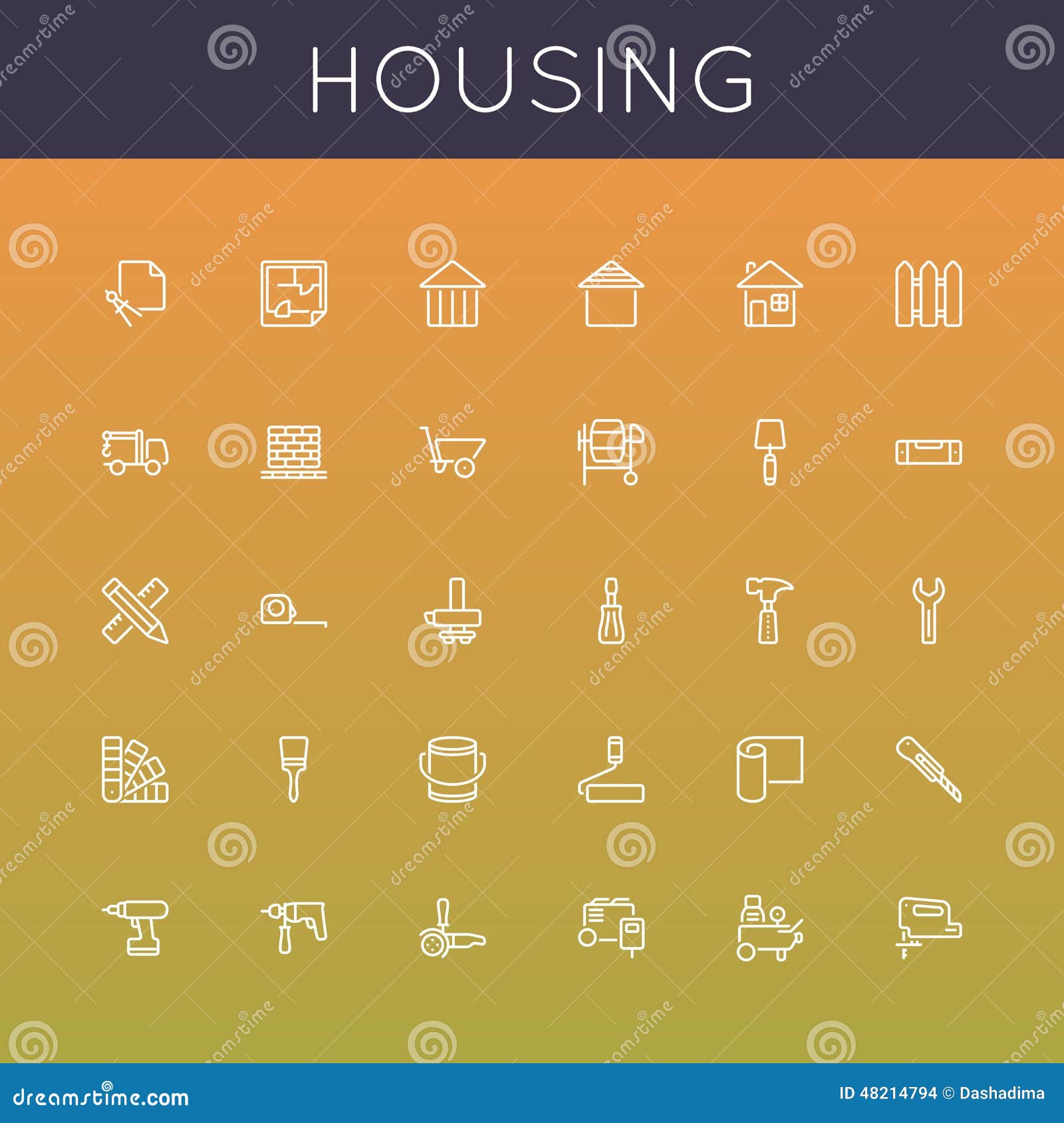 Housing Line Icons, Signs, Vector Set, Outline Illustration Concept ...
