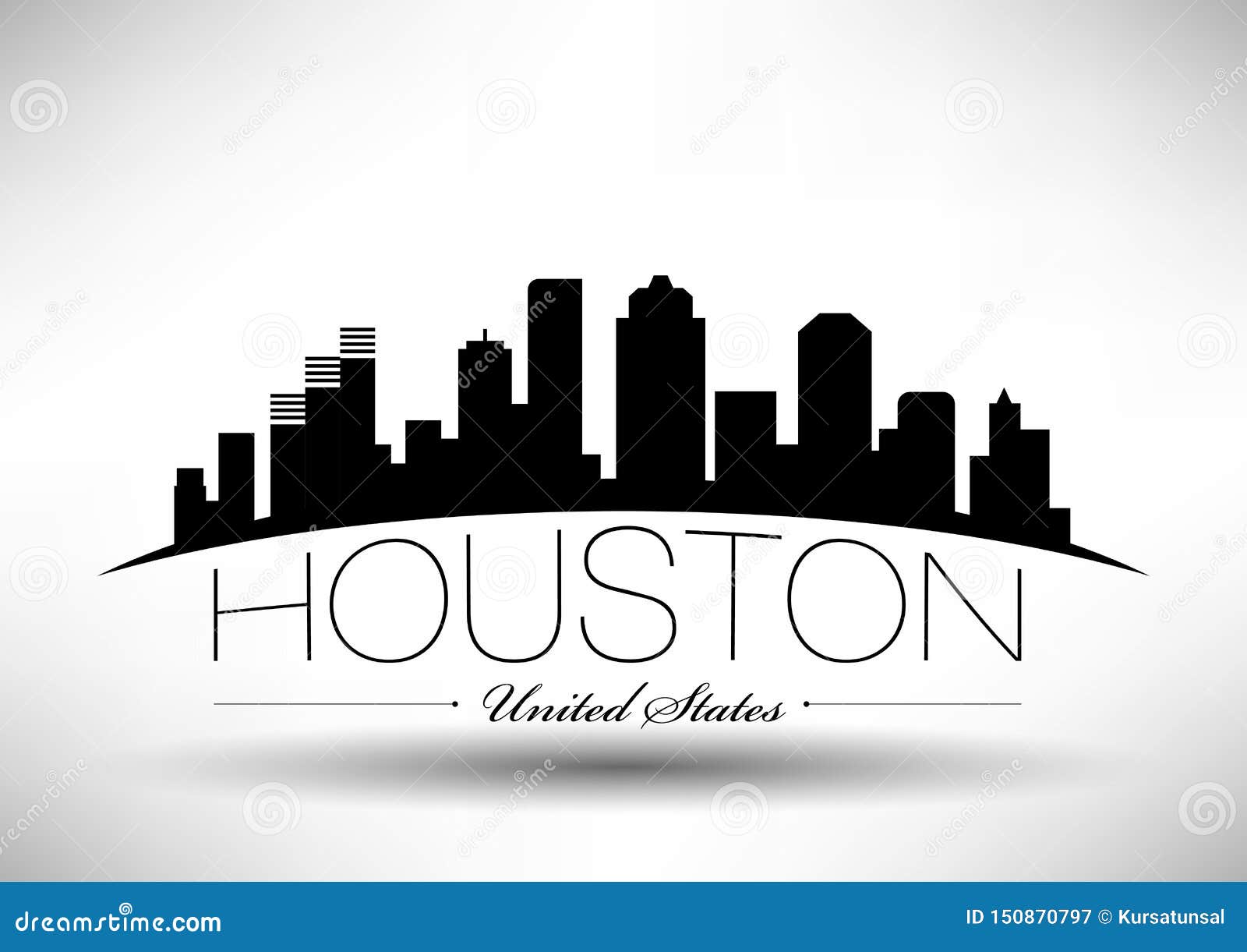 Vector Houston Skyline Design Stock Vector - Illustration of modern ...