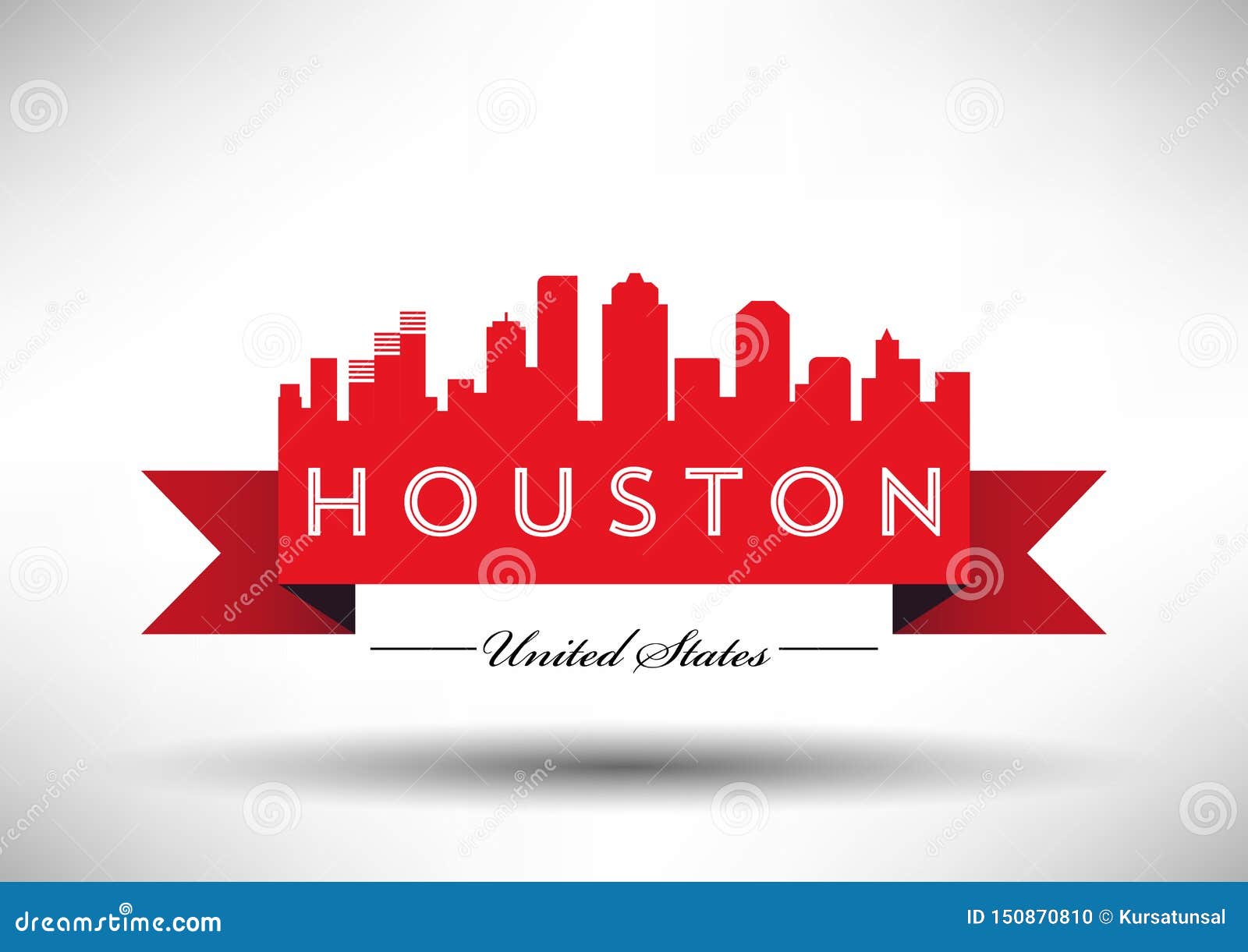 Vector Houston Skyline Design Stock Vector - Illustration of american ...