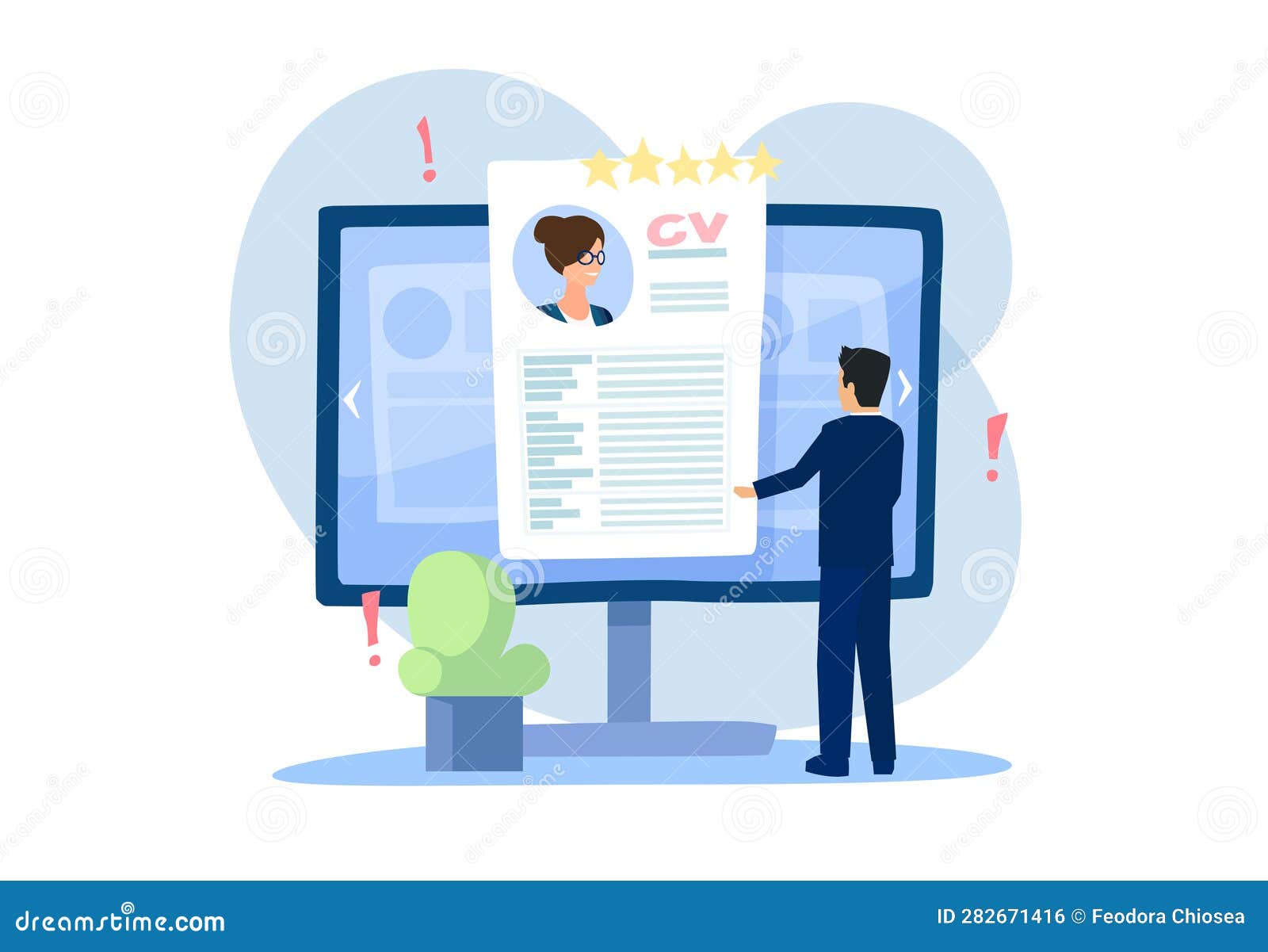 Vector of a HR Manager Reviewing Online Job Application of a Potential ...