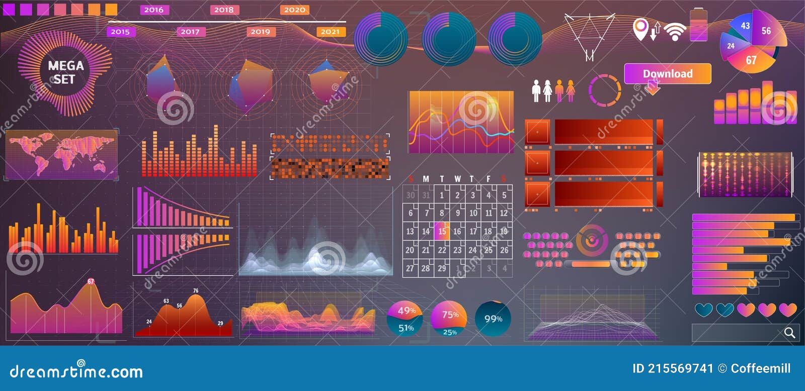 Vector Hud Big Set of Elements for Design and Apps Devices Stock Vector ...